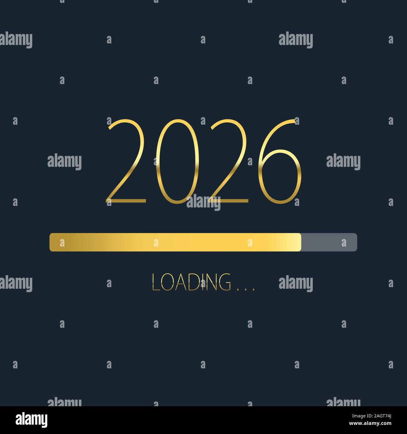 2026 happy new year golden loading progress bar isolated on dark ...