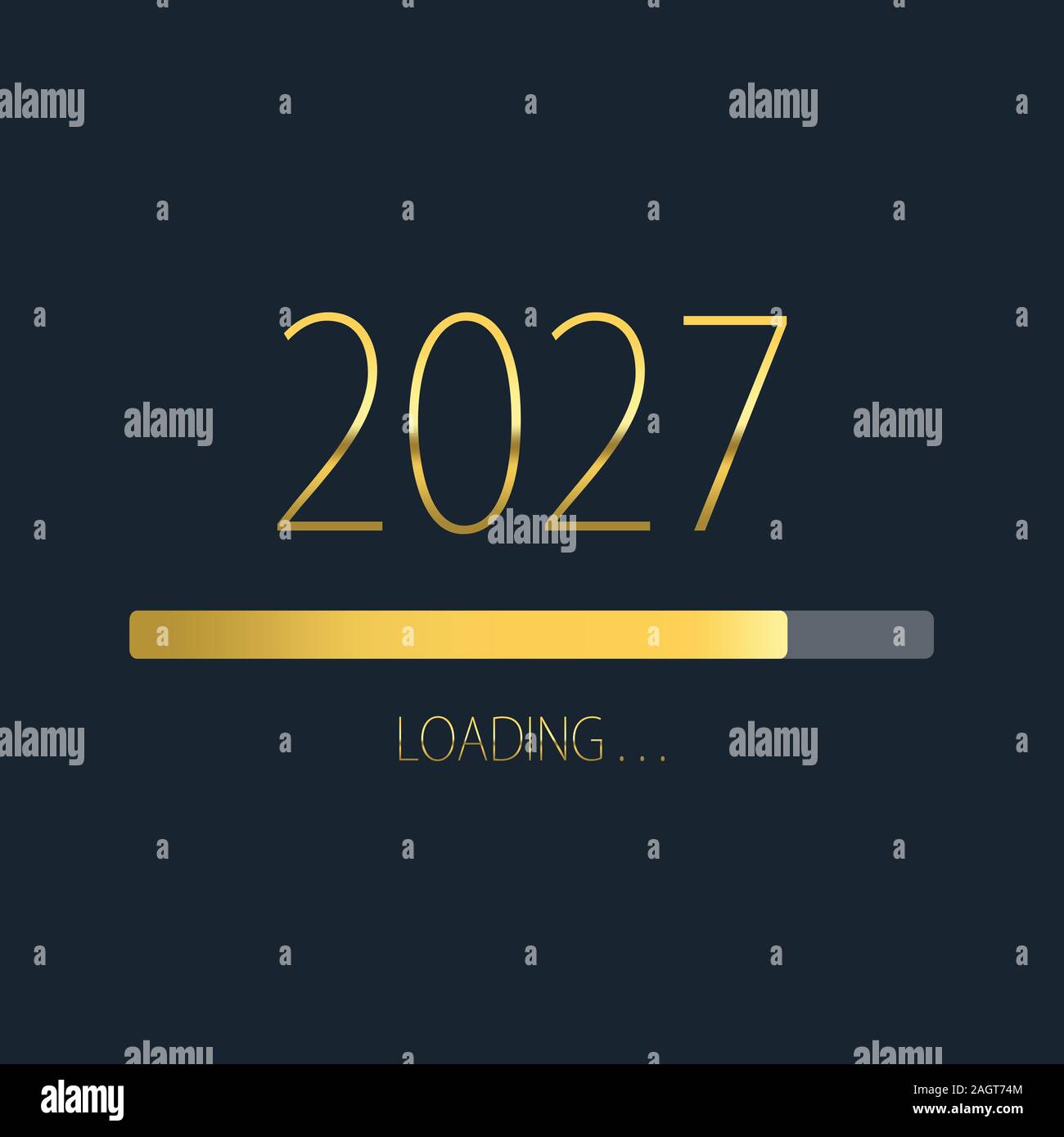 2027 happy new year golden loading progress bar isolated on dark ...