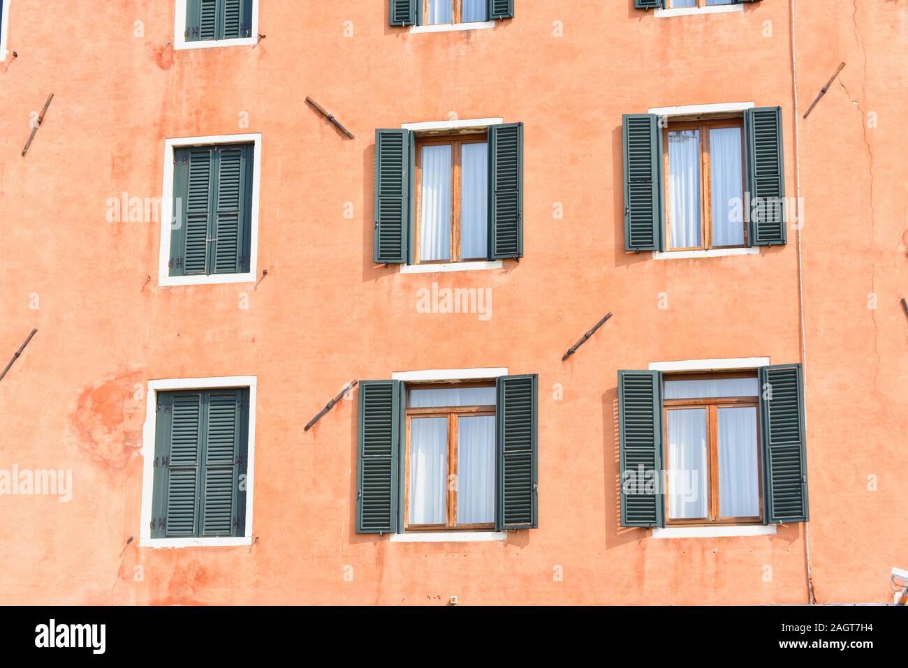 Facade of Italian Windows at Venice City Stock Photo - Alamy