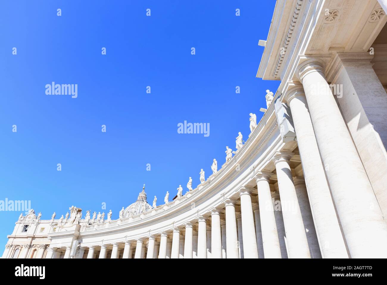 Bernini Colonnade with Saint Sculptures at St. Peter's Square in ...