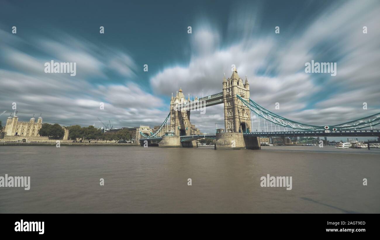 Tower Bridge London Time lapse. Famous monument standing on Thames ...