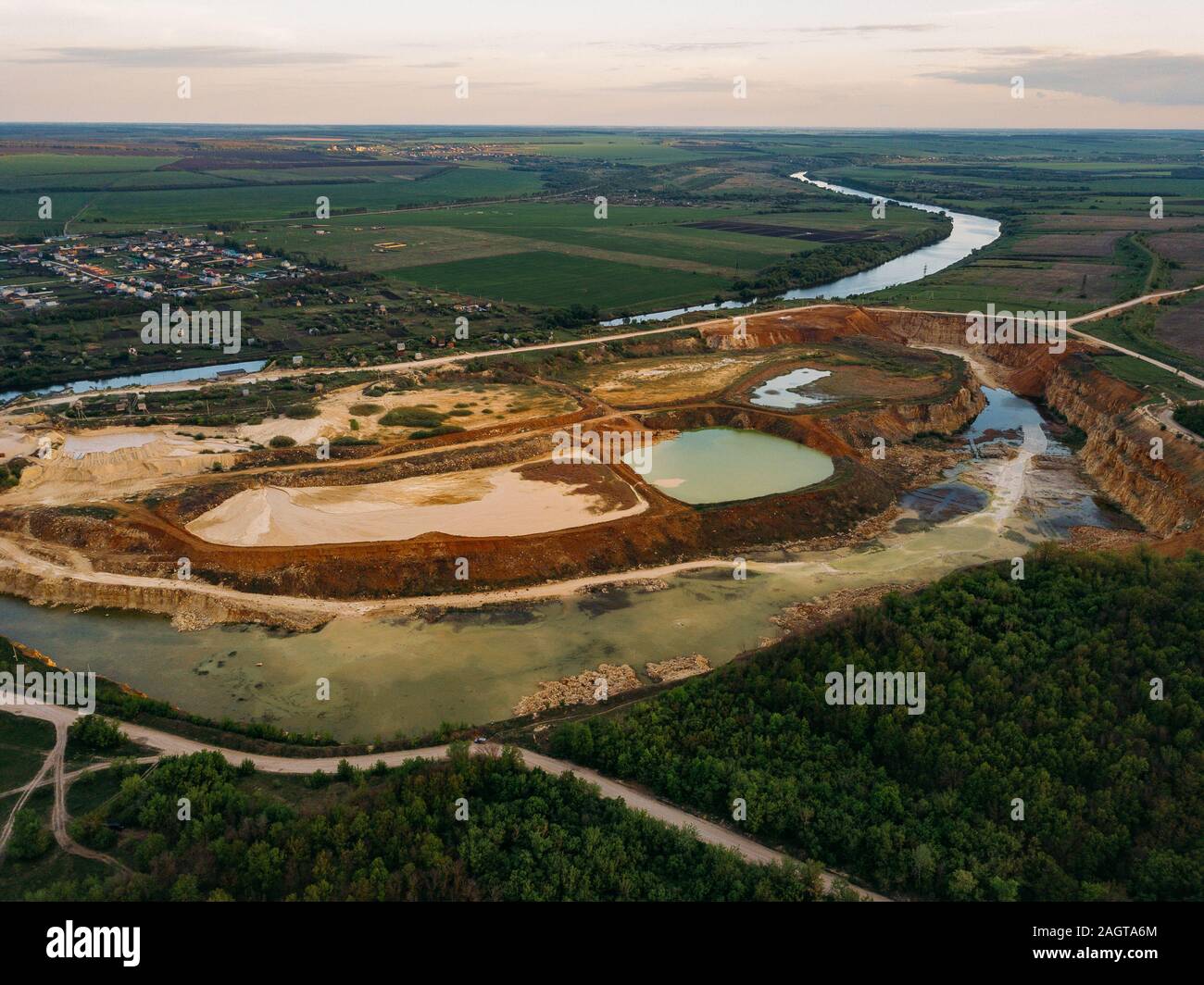 Limestone open pit mine, aerial view from drone Stock Photo - Alamy