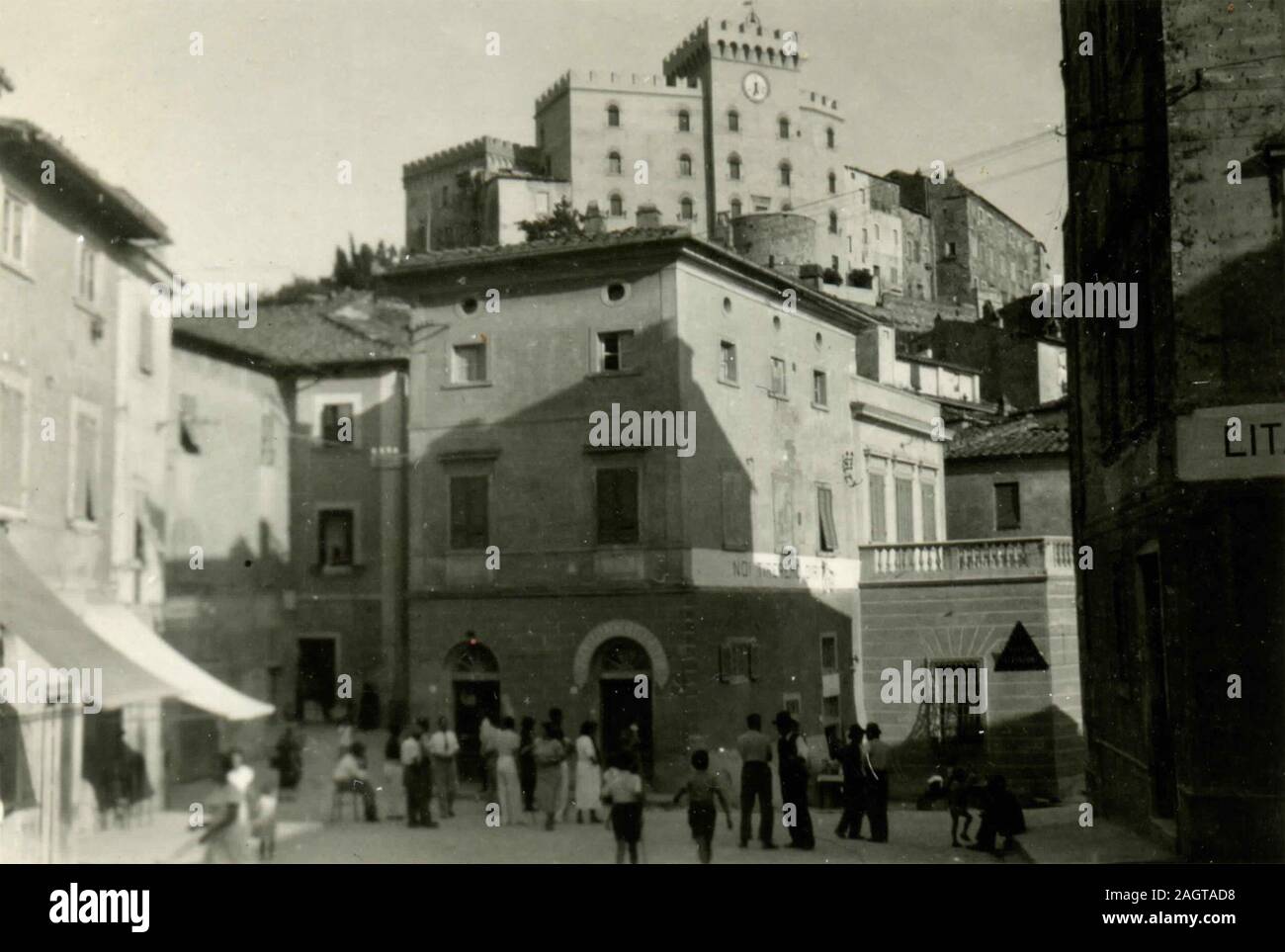 View of the main square, Rosignano Marittimo, Italy 1930s Stock Photo ...