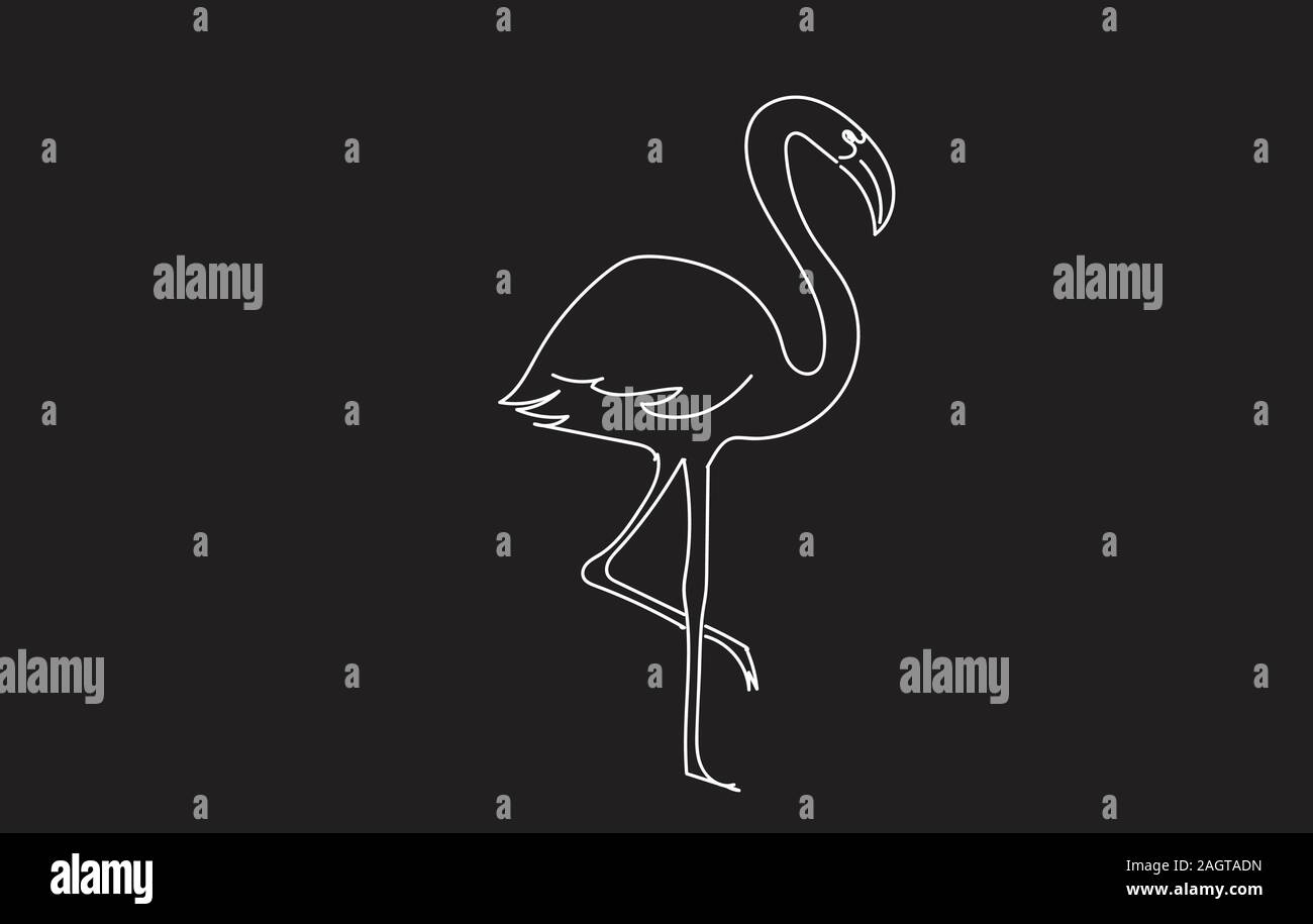 Flamingo Line Art Drawing. Stylish decorative element. Vector ...
