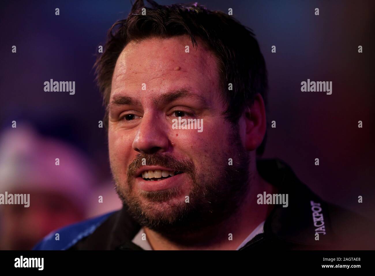 Adrian Lewis after winning during day nine of the William Hill World ...