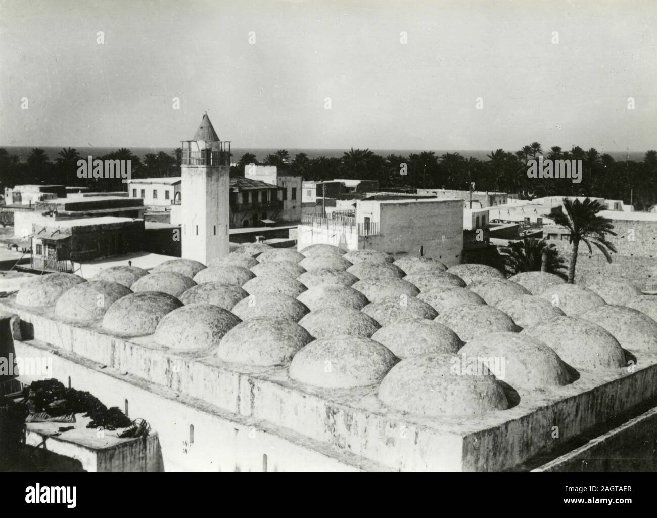 View of the 42 domes Attiq mosque, Derna, Libya 1940s Stock Photo - Alamy