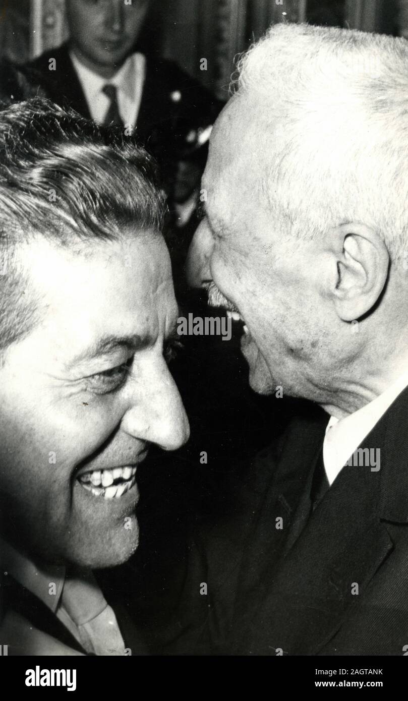 Italian politicians Enrico De Nicola and Giuseppe Di Vittorio, Rome ...