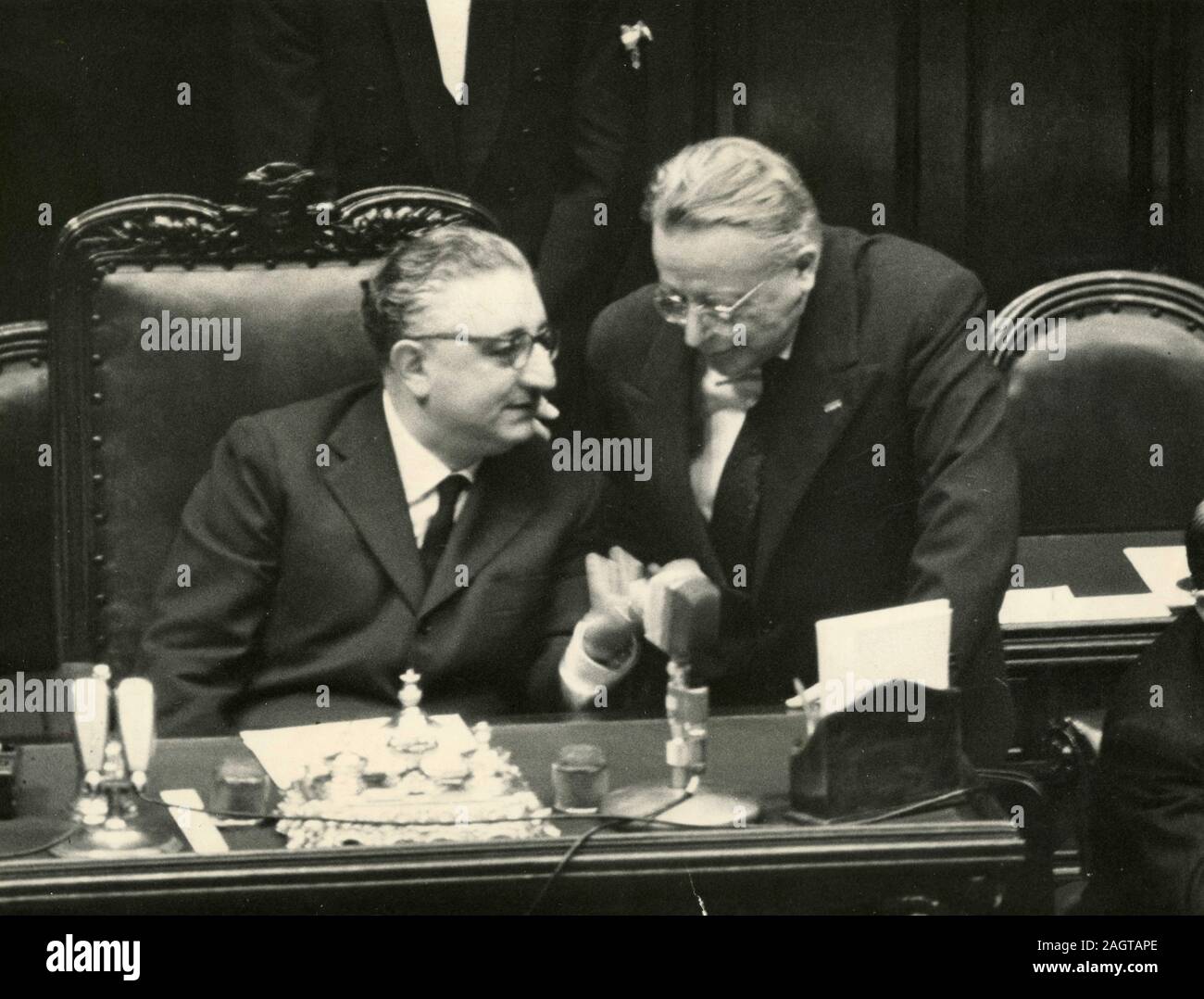 Italian politicians Giovanni Leone and Palmiro Togliatti, Rome, Italy ...