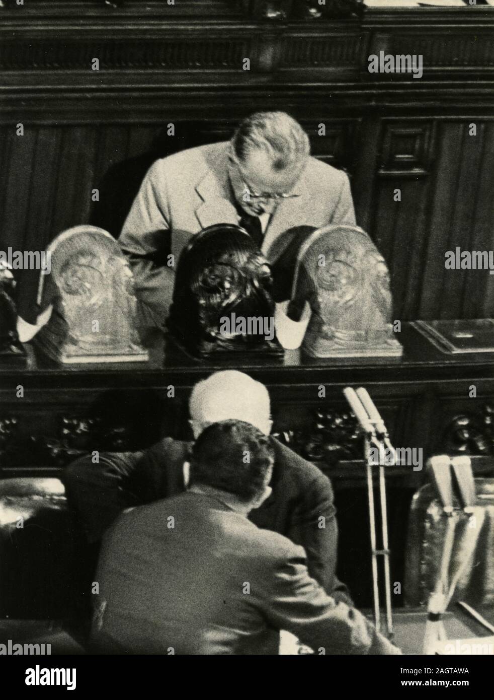 Italian politician Palmiro Togliatti speaking in Parliament, Rome ...