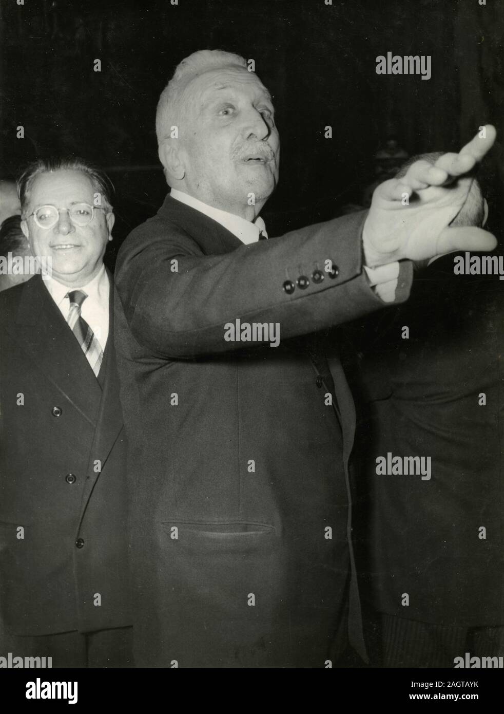 Italian politicians Enrico De Nicola and Palmiro Togliatti at Quirinale ...