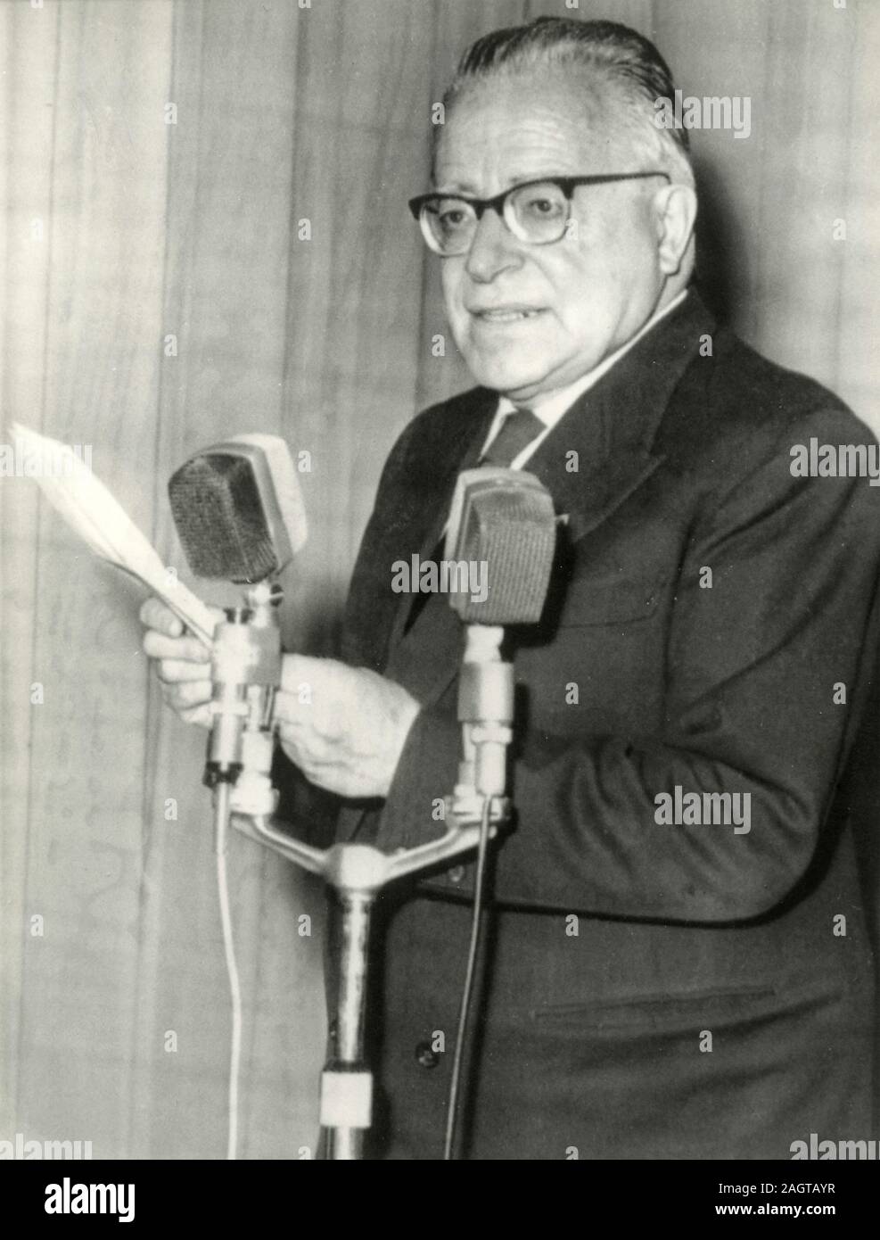 Italian politician Palmiro Togliatti during a press conference, Italy ...