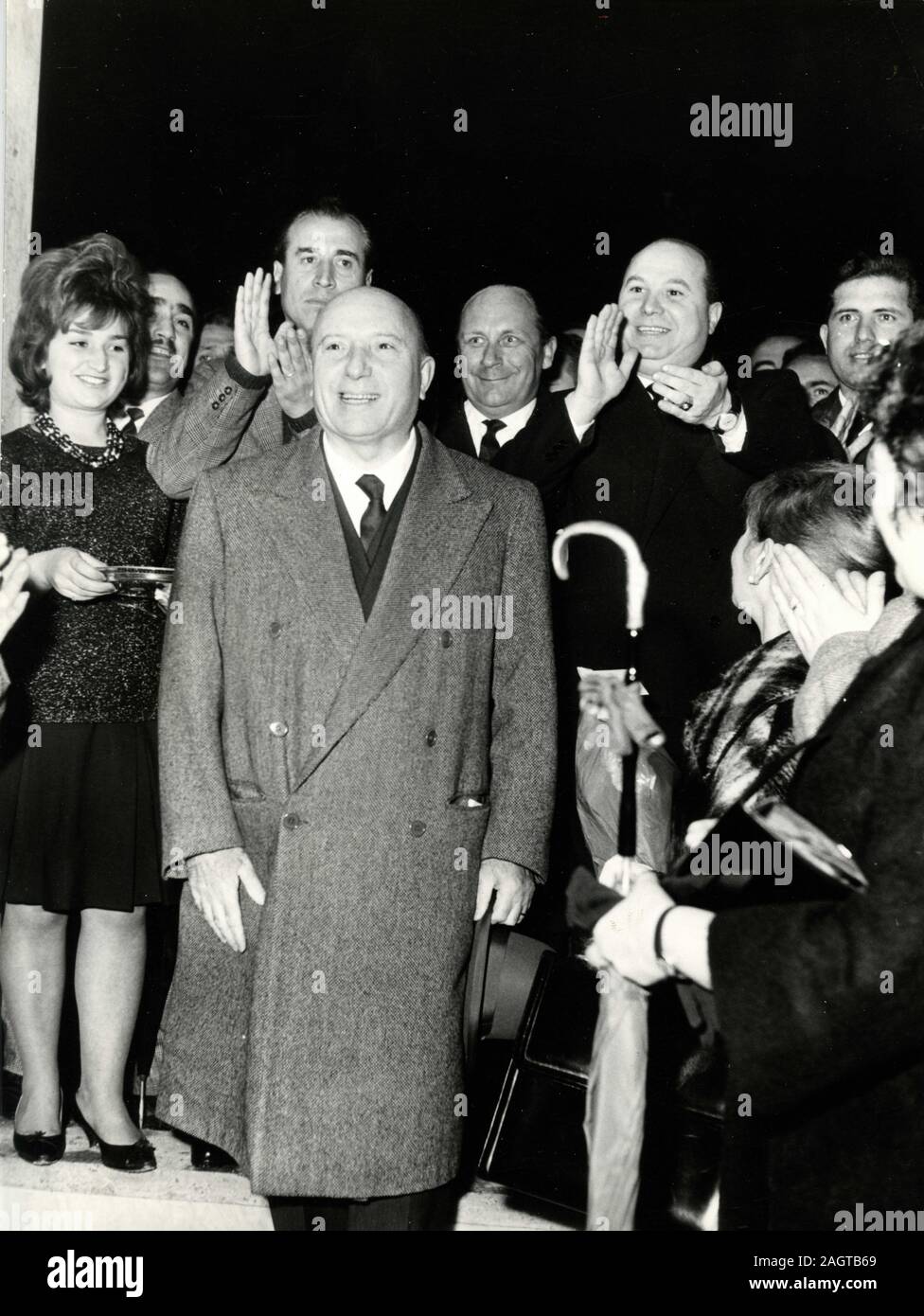 Italian politician Mario Scelba at the opening of the party venue in ...