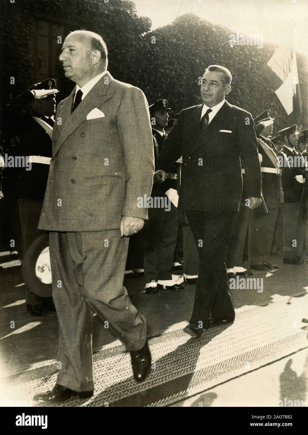 Italian minister Mario Scelba with chief police Angelo Vicari, Rome ...