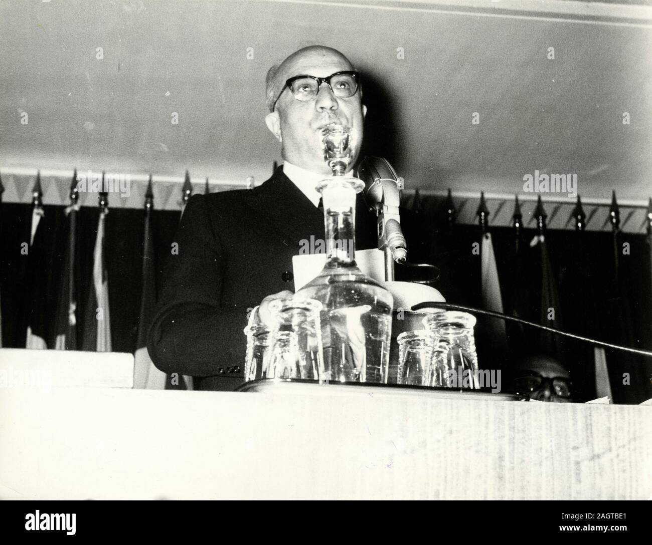 Italian PM Amintore Fanfani speaking at the FAO, Italy 1961 Stock Photo ...