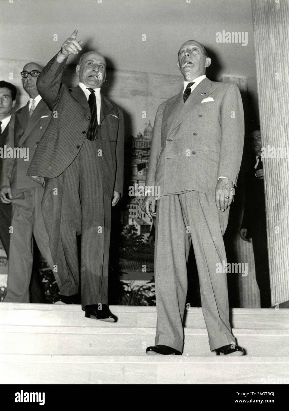 Italian politicians ministers Umberto Tupini and Alberto Folchi, Rome ...