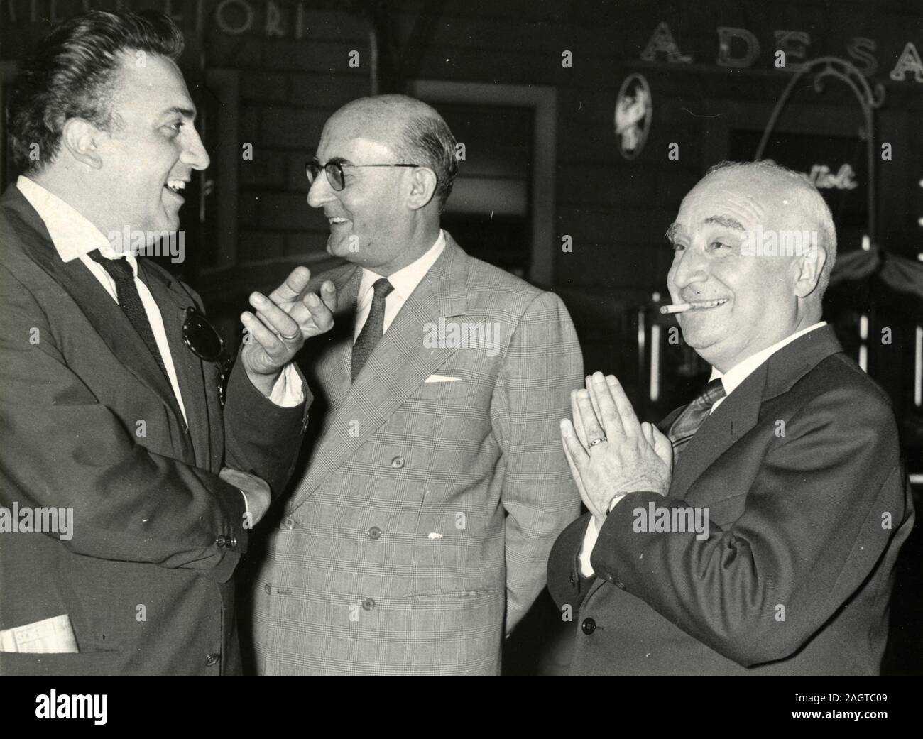 Italian moviemaker Federico Fellini with De Pino and Rizzoli, Rome ...