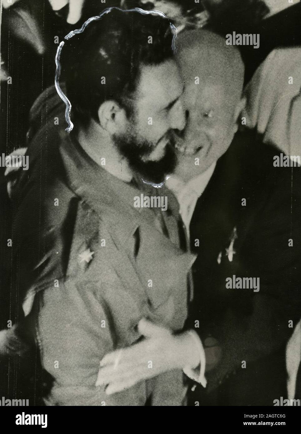 Cuban revolutionary Fidel Castro and USSR President Nikita Khrushchev ...