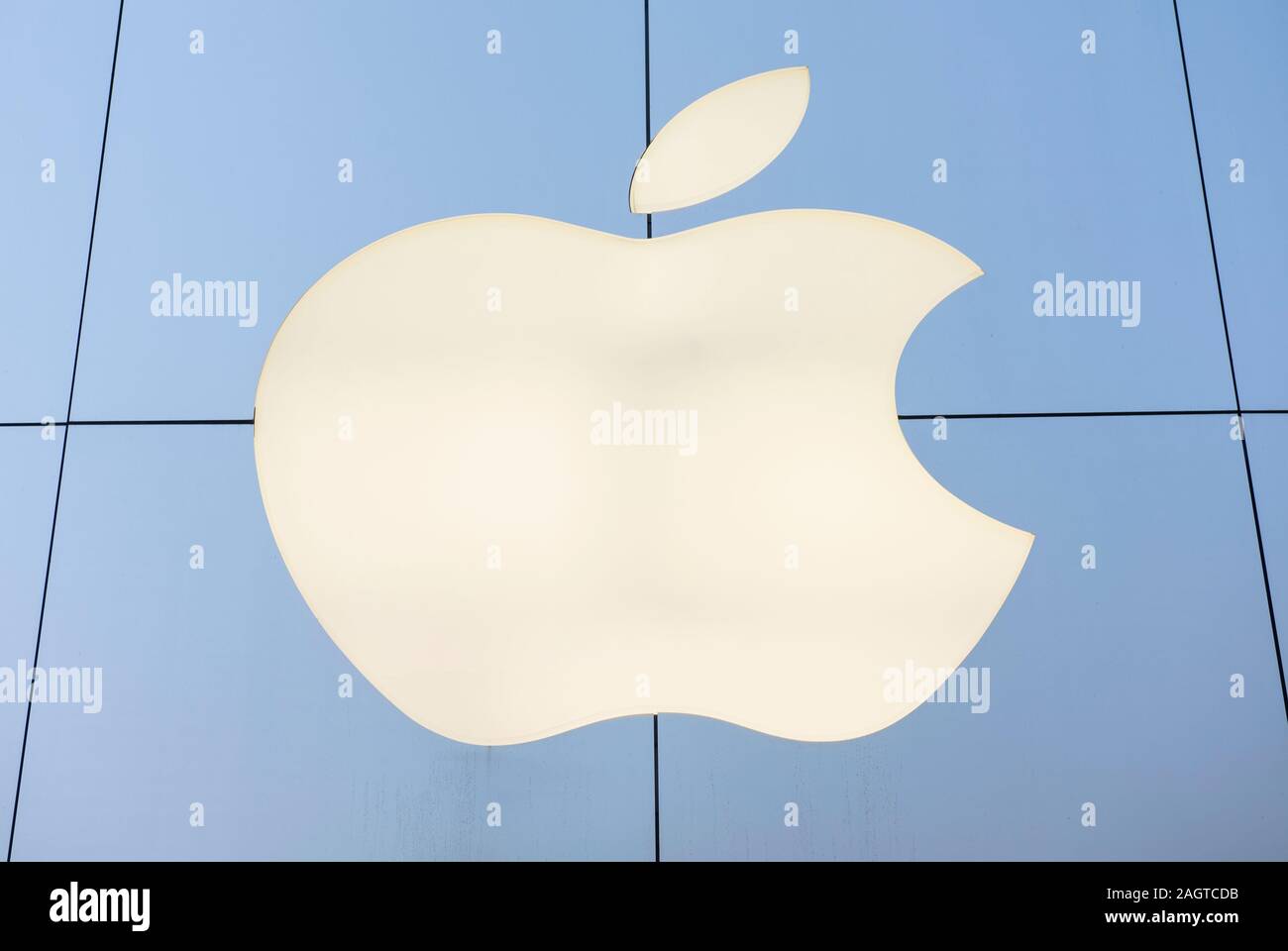 American multinational technology company Apple store and logo seen in ...