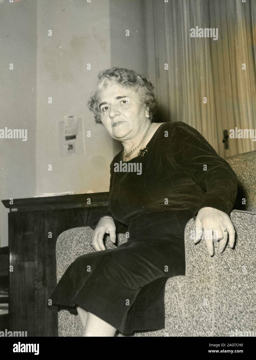 Italian teacher and politician Lina Merlin, Rome, Italy 1958 Stock ...