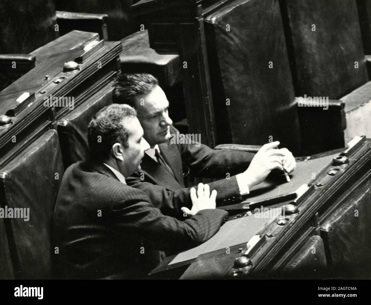 Italian politician minister Aldo Moro (left) and Benigno Zaccagnini ...