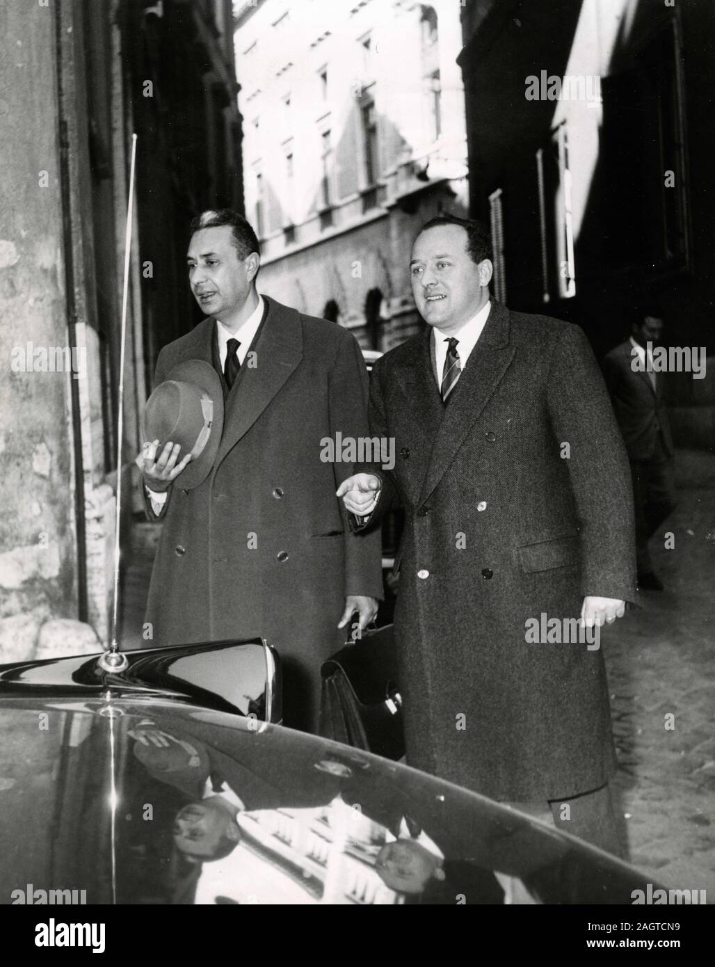 Italian politician minister Aldo Moro (left) and journalist and RAI TV ...