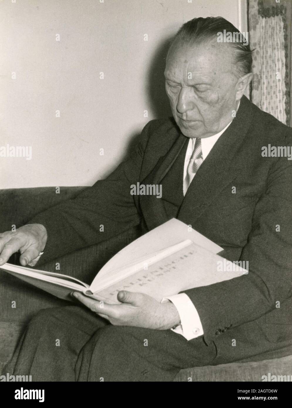 Chancellor of the Federal Republic of Germany Konrad Adenauer at home ...