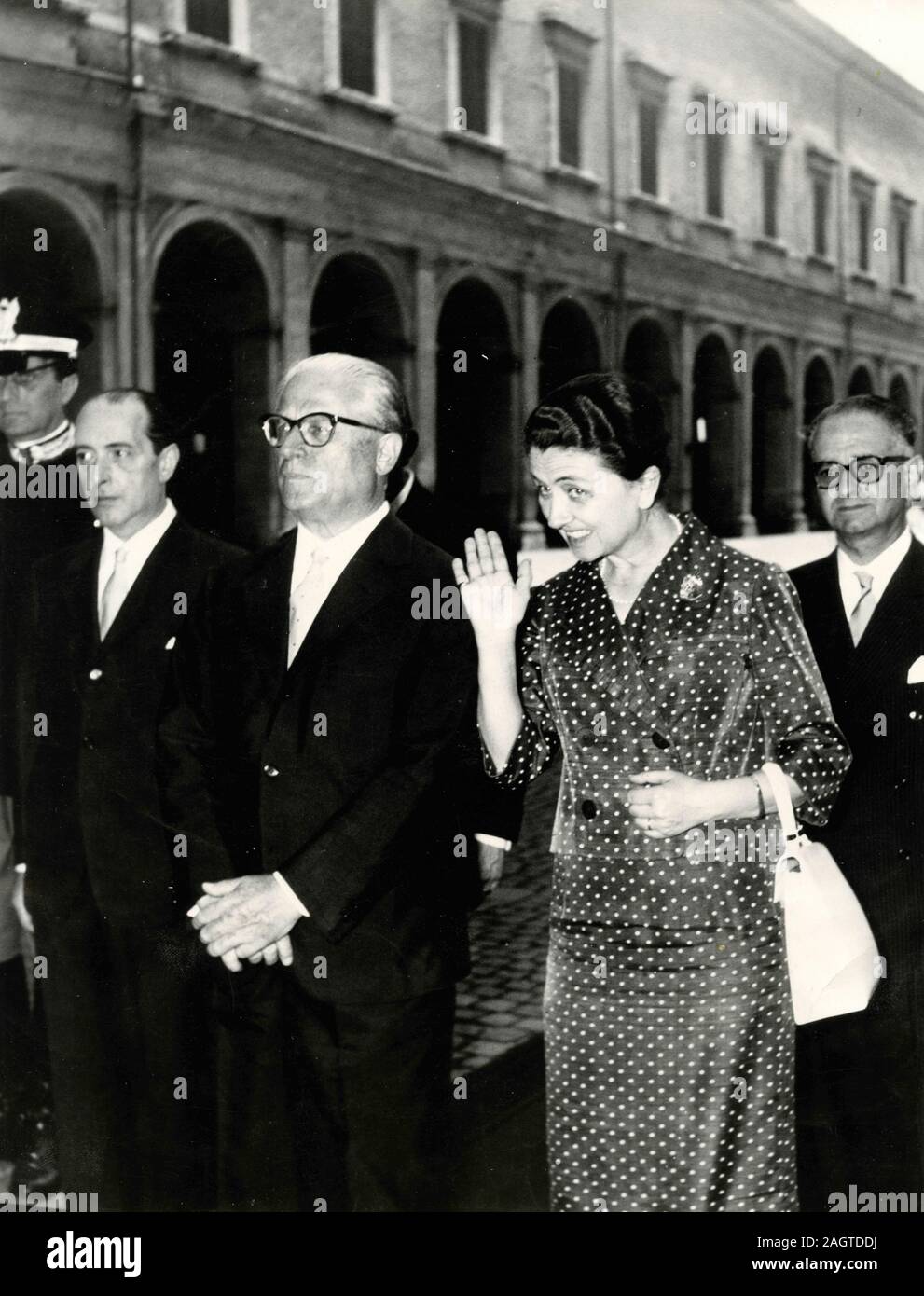 Italian President of the Republic Giovanni Gronchi and his wife Carla ...
