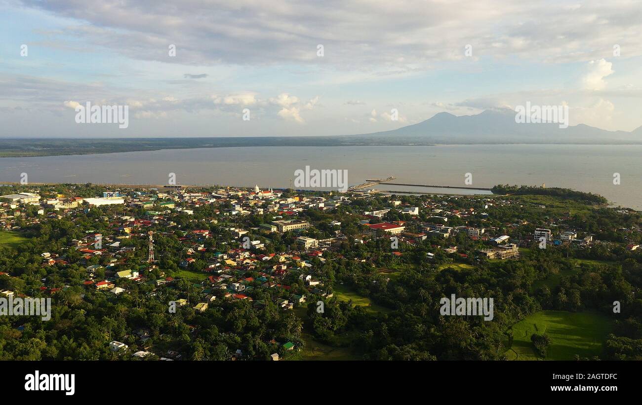 Sorsogon City, Luzon, Philippines. Asian town by the sea, top view ...