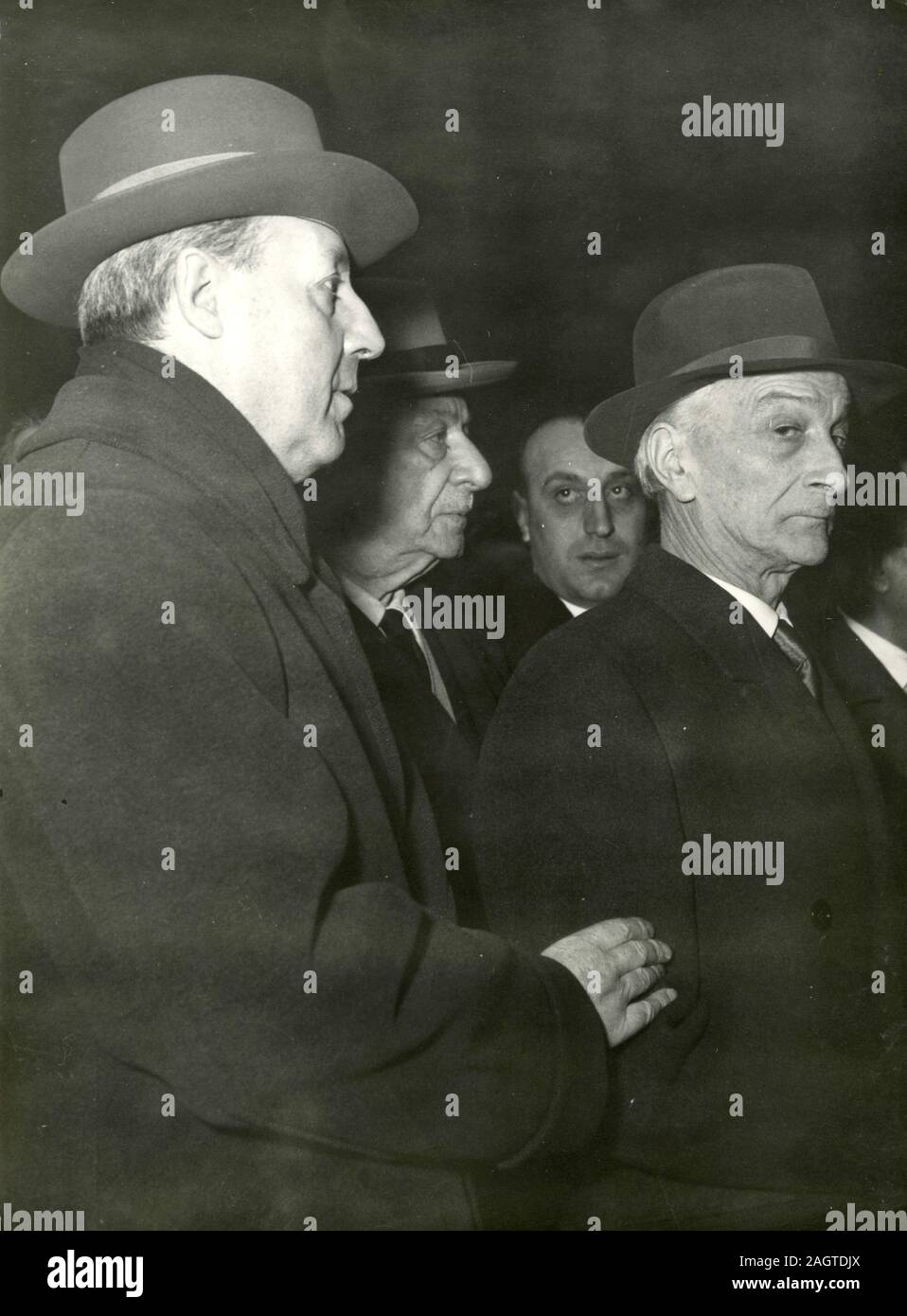 Italian politicians Giuseppe Saragat, Raffaele De Caro, Carlo Russo ...