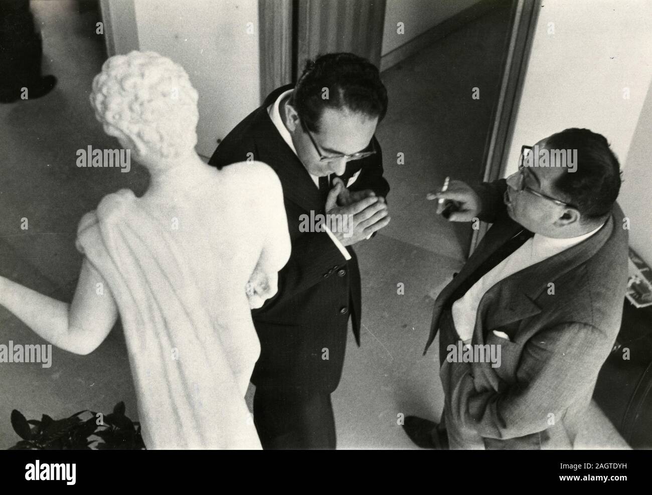 Italian politician Emilio Colombo and President of RAI TV Umberto Delle ...