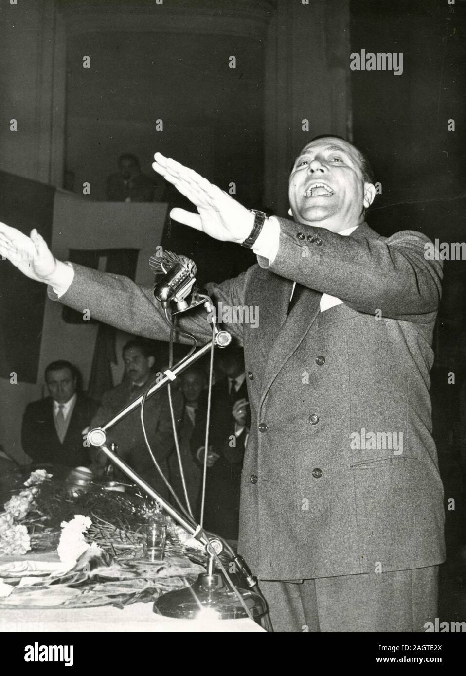 Italian politician Alfredo Covelli of PDI Democratic Italian Party of ...