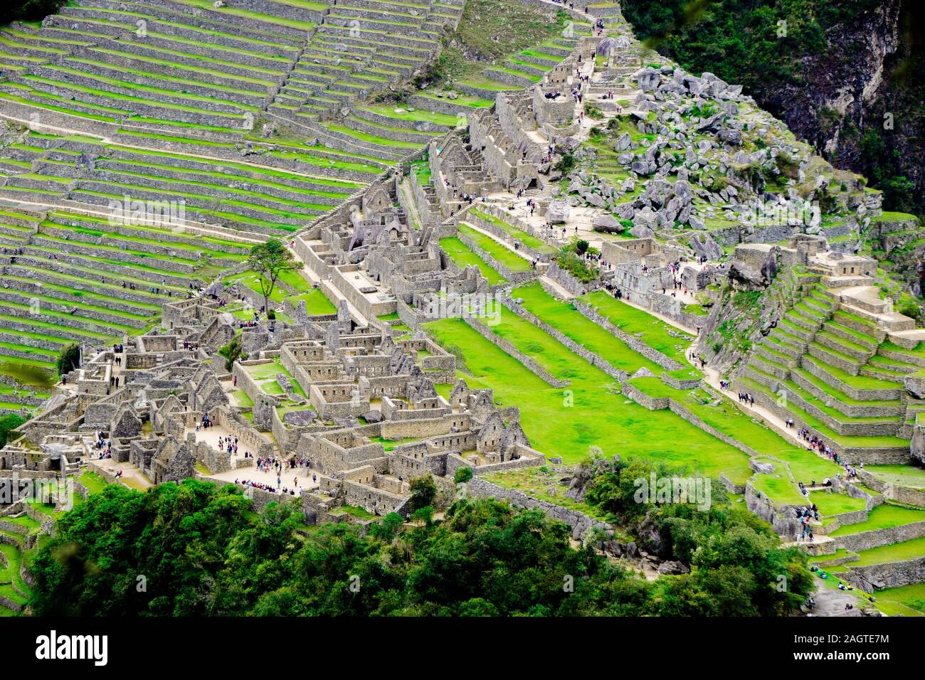 The terraces or agricultural platforms of the Inca Empire, Machu Picchu ...