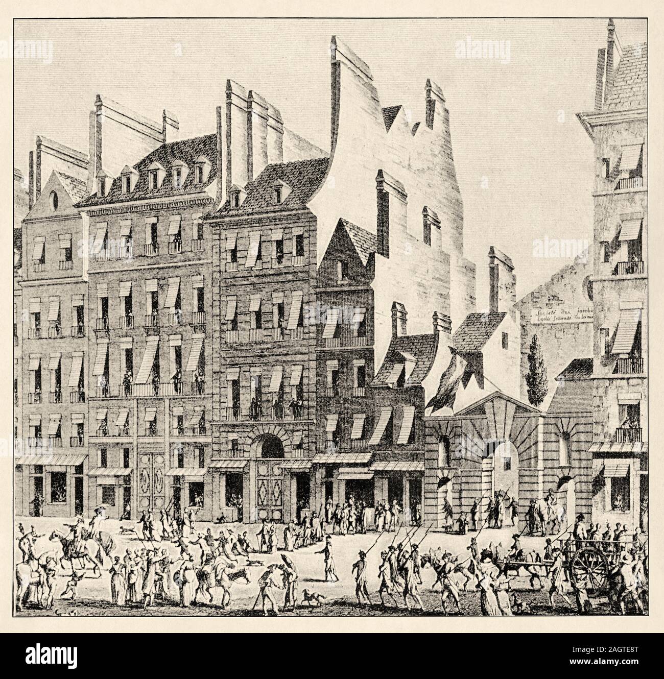 Execution of the Hébertists on March 14, 1794 in Paris, France. French ...