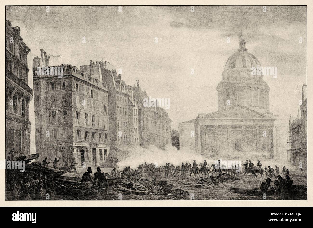Capture of the Pantheon, June 24, 1848. History of France, old engraved ...