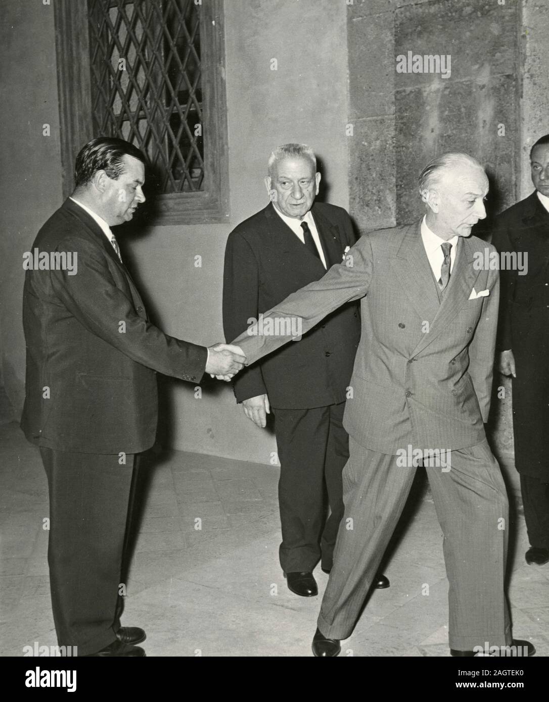 Italian politicians Giovanni Malagodi and Antonio Segni, Rome, Italy ...