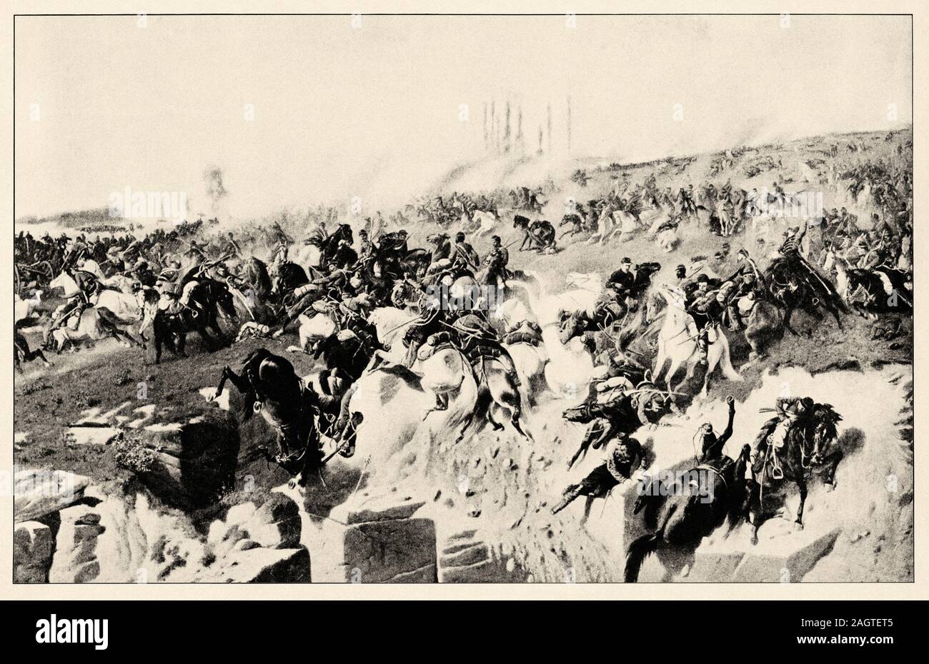French cavalry charge in in Floing near Sedan 1870. The Franco-Prussian ...