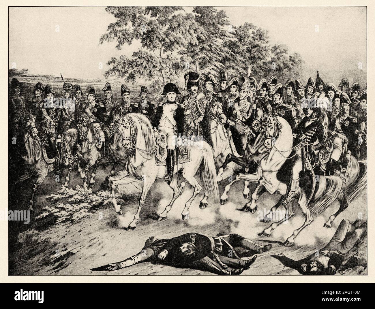 The battle of Austerlitz or the Three Emperors, confronted on December ...