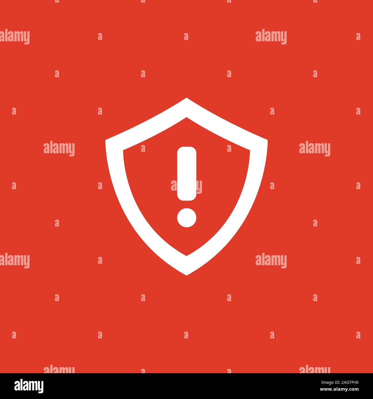 White Shield with exclamation mark on the red background Stock Vector ...