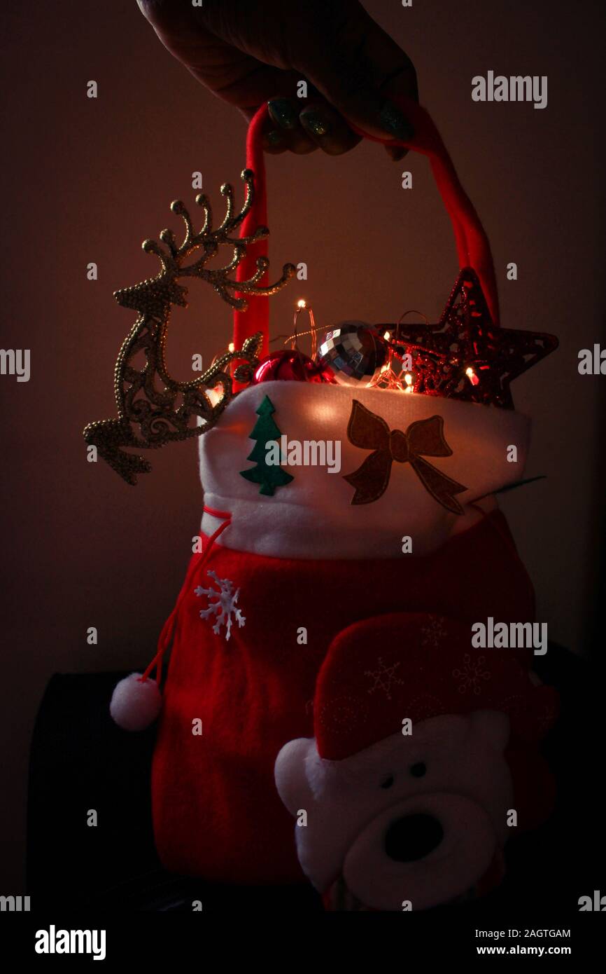 Santa clause Christmas gift bag Stock Photo - Alamy