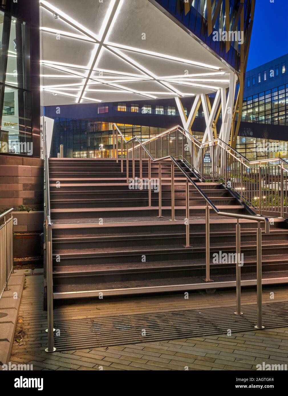 Exterior views at dusk of The Catalyst NICAD building on Newcastle ...