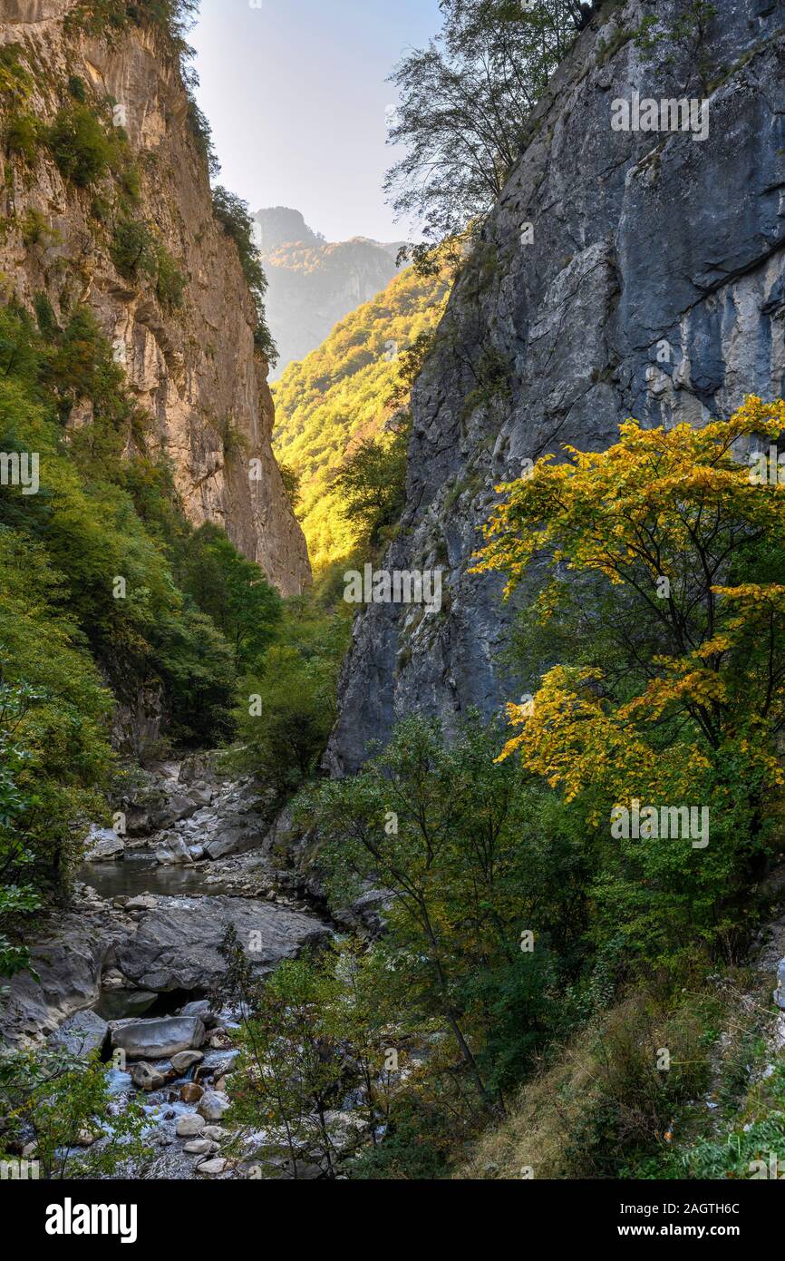 Autumn in the Rugova canyon, one of Europe's longest canyons, near the ...