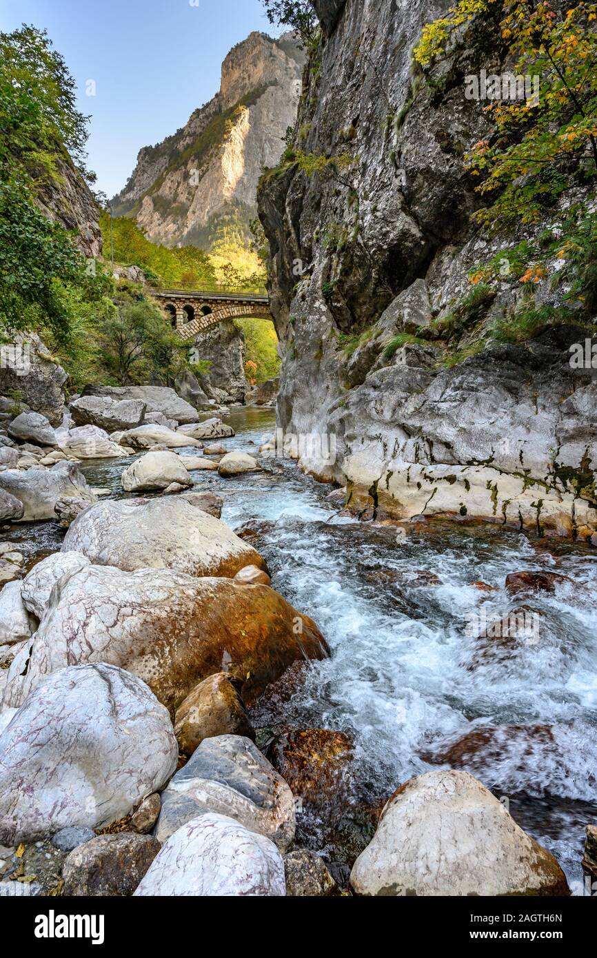 Autumn in the Rugova canyon, one of Europe's longest canyons, near the ...