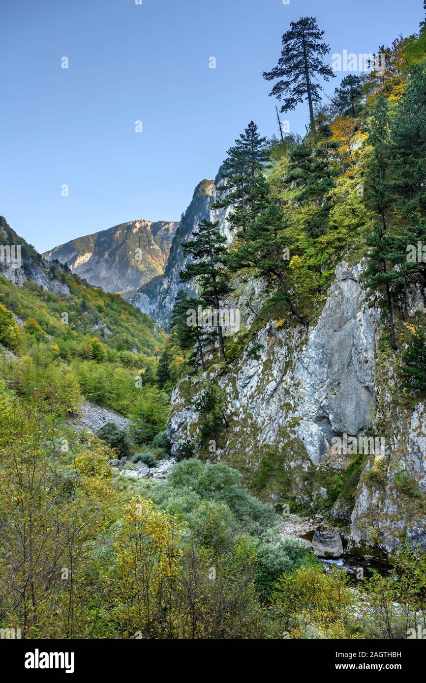 Autumn in the Rugova canyon, one of Europe's longest canyons, near the ...