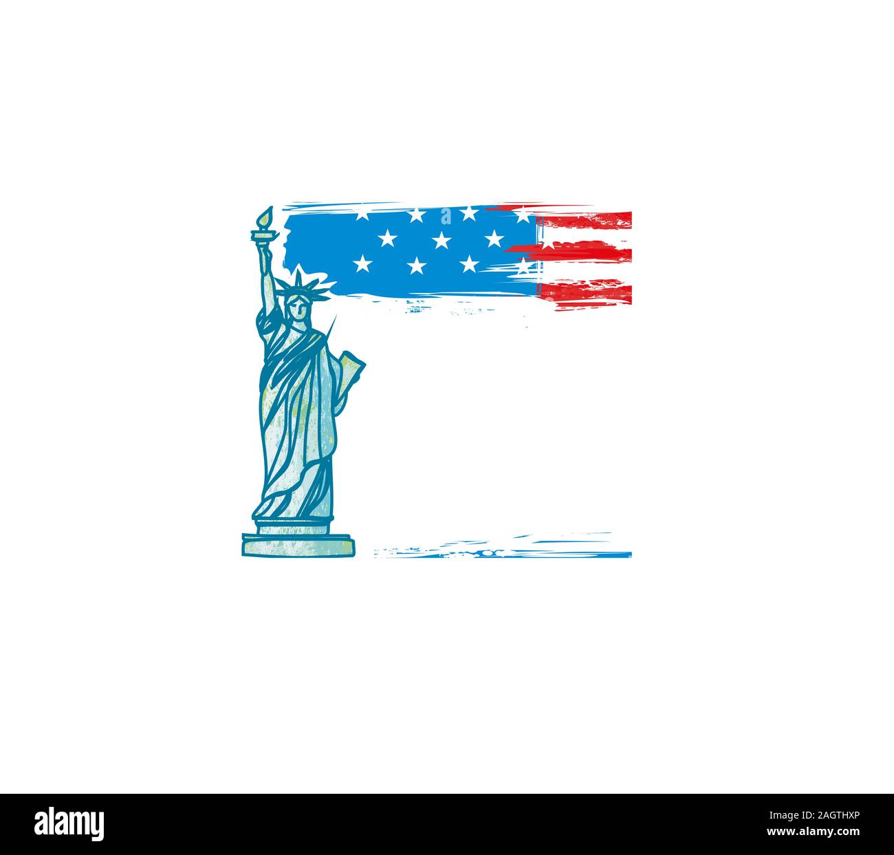 Statue of liberty with american flag Stock Vector Images - Alamy