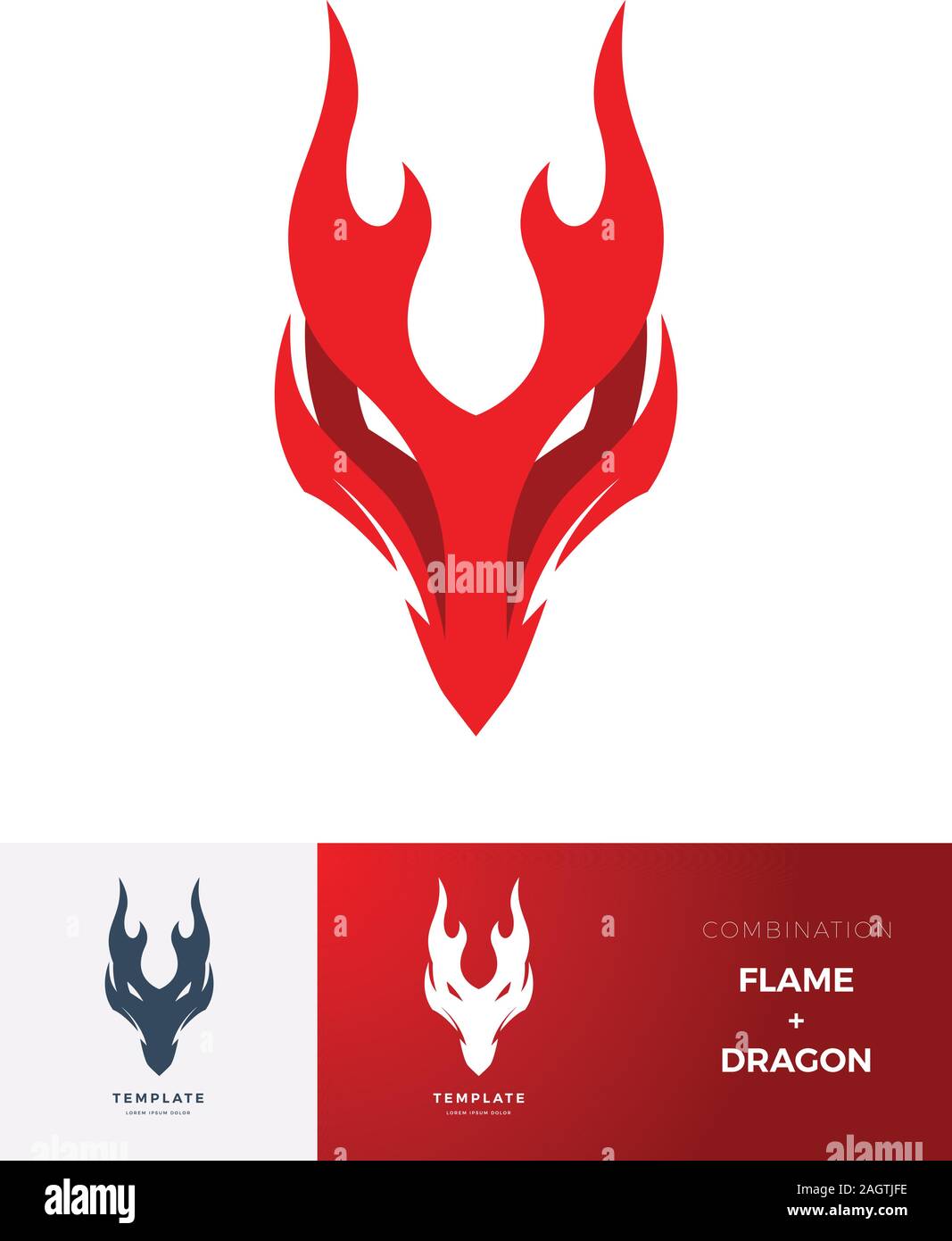Abstract sign of Flame Creature : dragon. Vector Illustration Stock ...