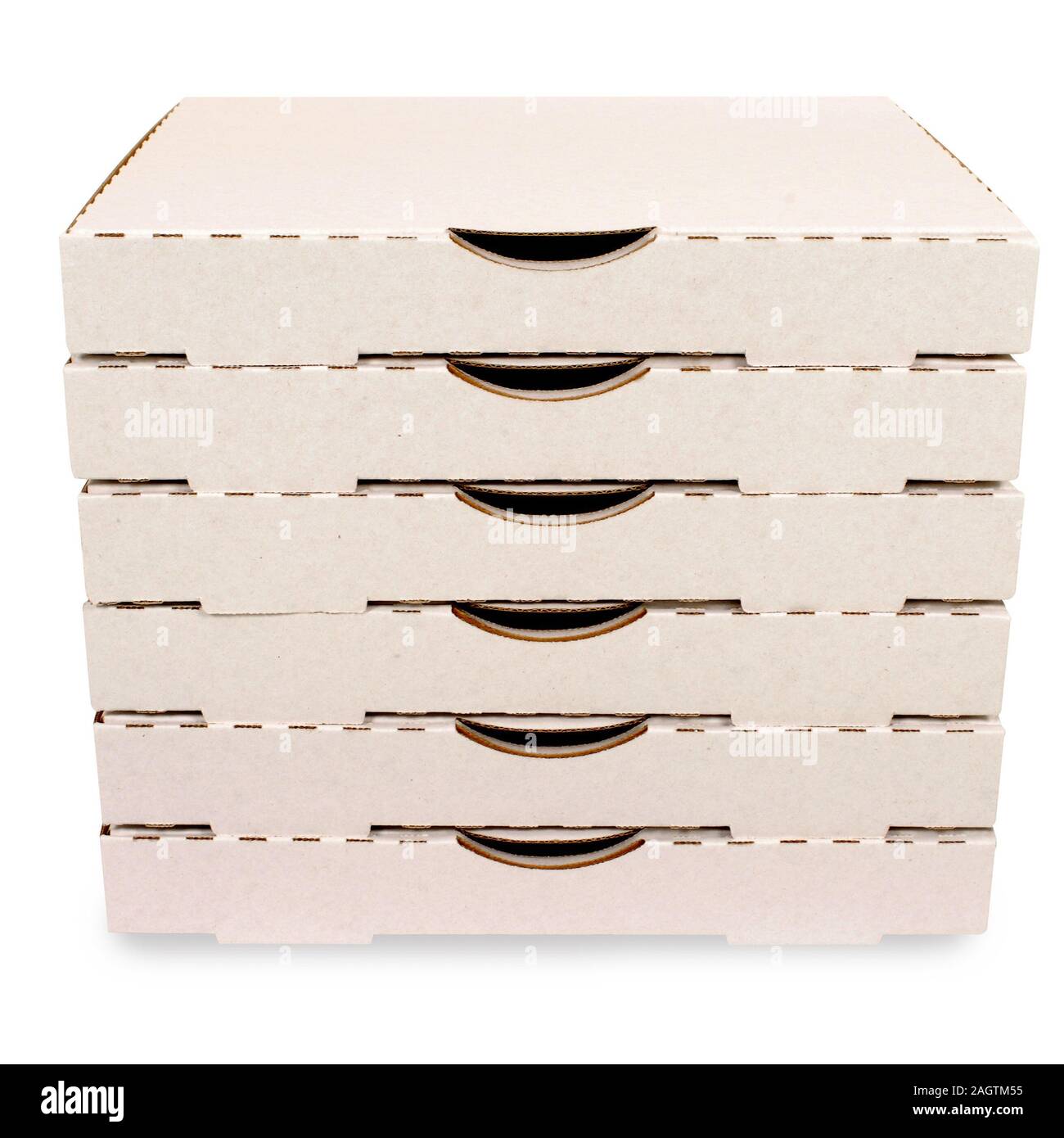 Small stack of blank pizza boxes isolated on a white background Stock ...