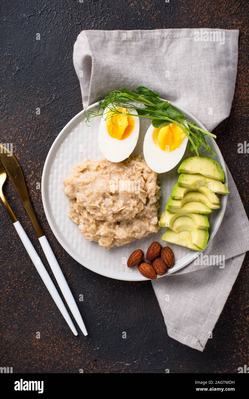 Healthy balanced breakfast in plate Stock Photo - Alamy