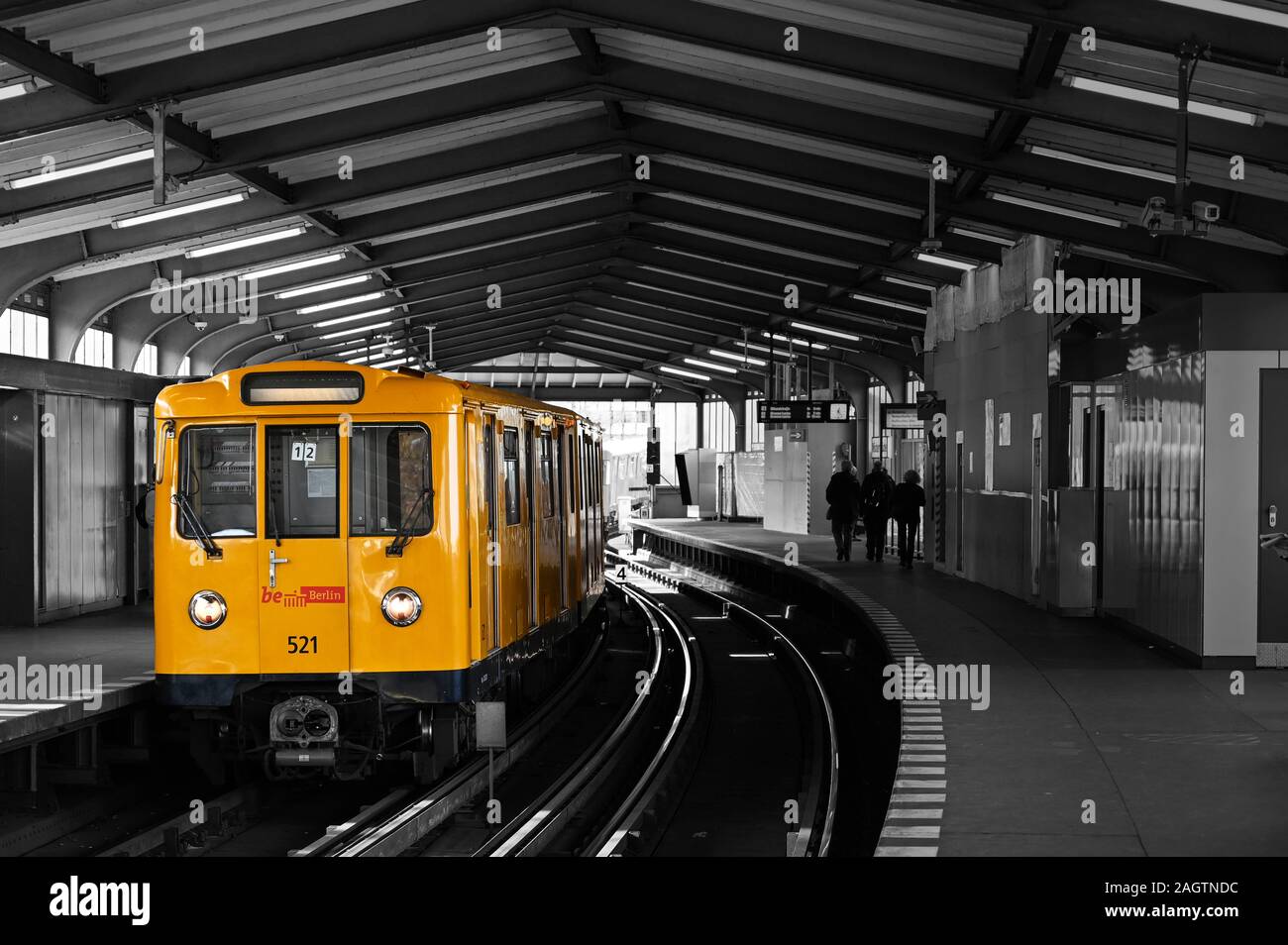 Yellow Tram,train U-Bahn in Berlin transport black white color Stock ...