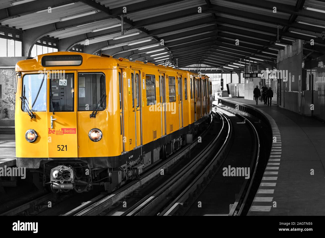 Yellow Tram,train U-Bahn in Berlin transport black white color Stock ...