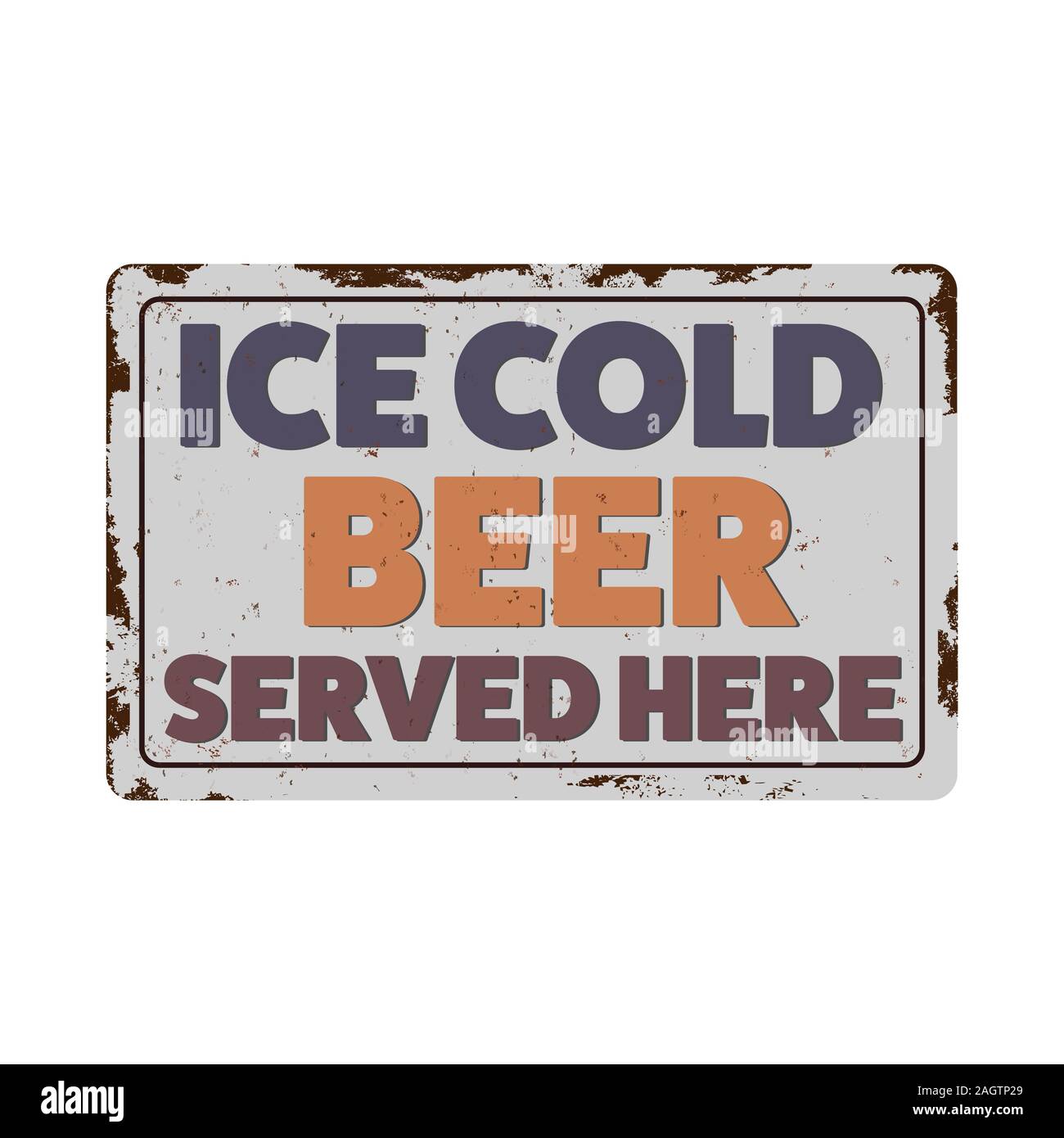 Ice cold beer vintage rusty metal sign on a white background ...